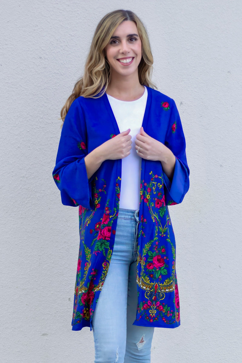 Natalia Blue Folk Duster – Recultured Designs