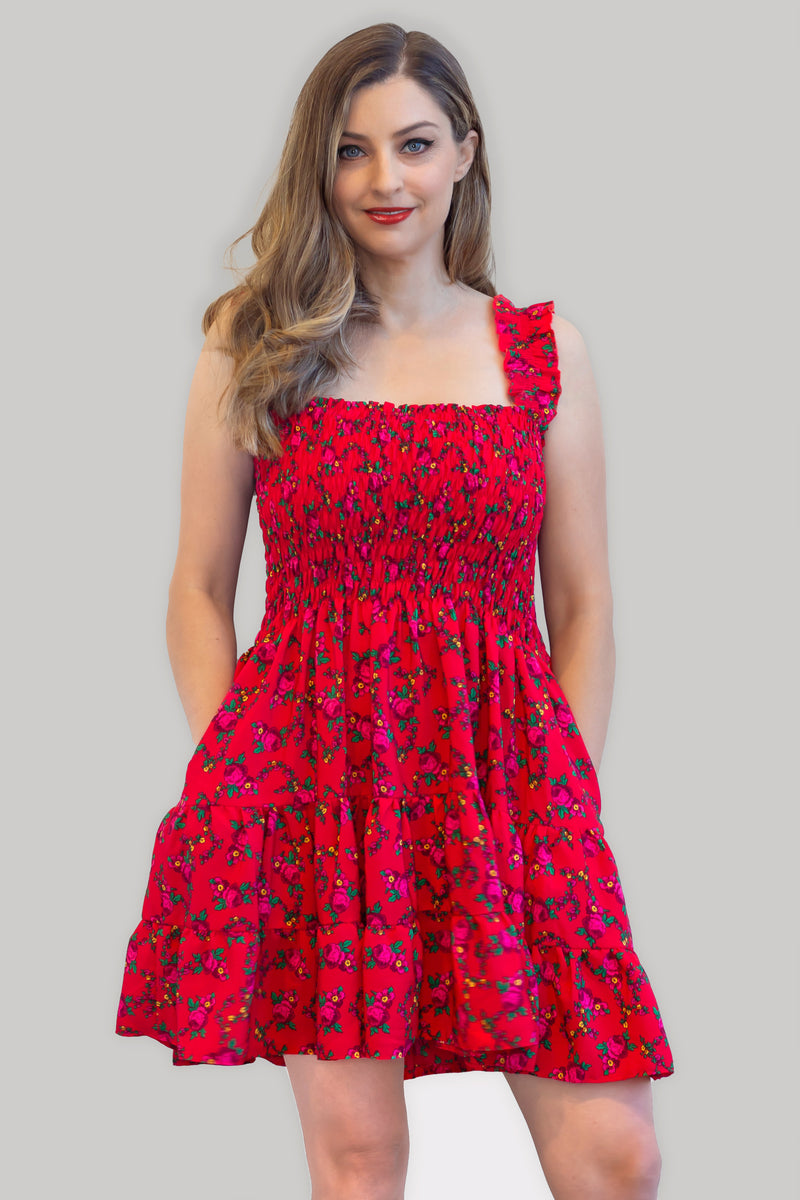Gabriela Red Mini Folk Dress – Recultured Designs