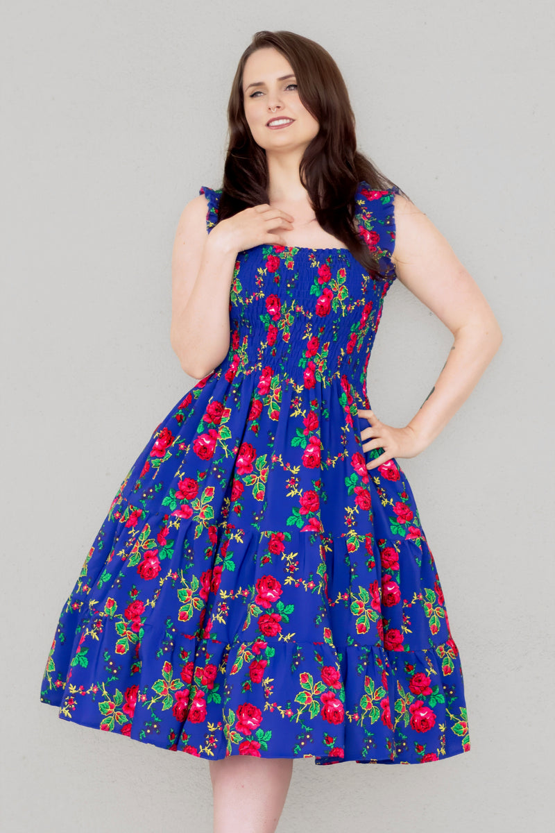 Nela Blue Rose Dress – Recultured Designs