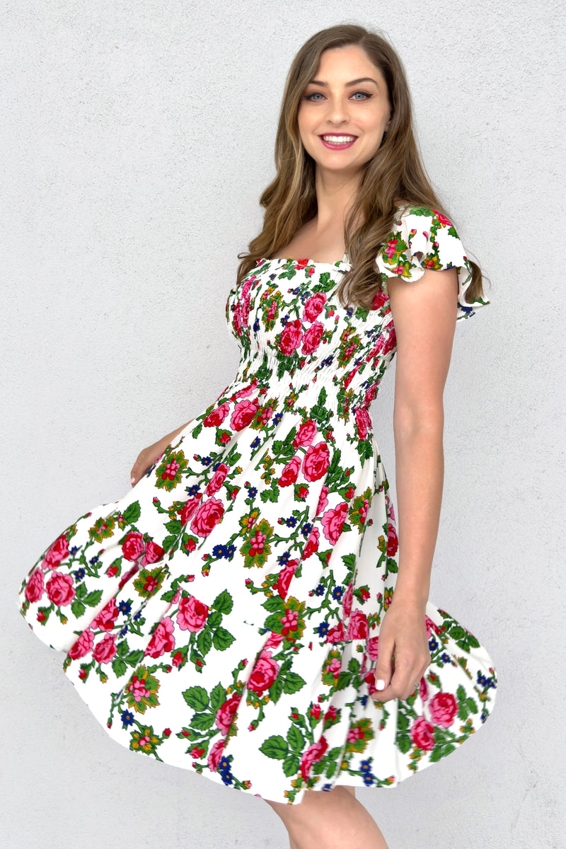 Sandra White Rose Folk Dress – Recultured Designs