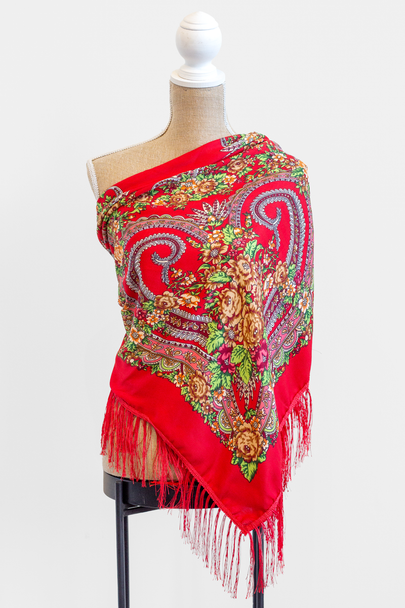 Red Square Slavic Folk Scarf – Recultured Designs