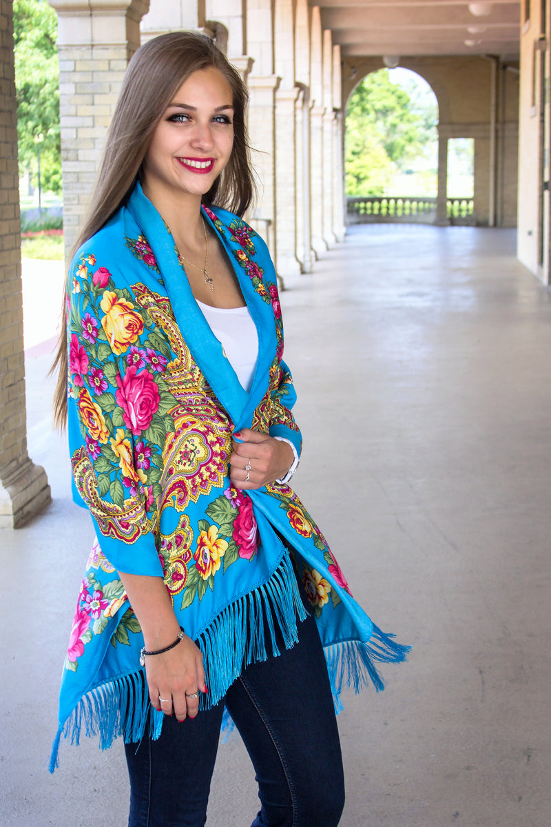 Turquoise Slavic Rectangle Scarf – Recultured Designs